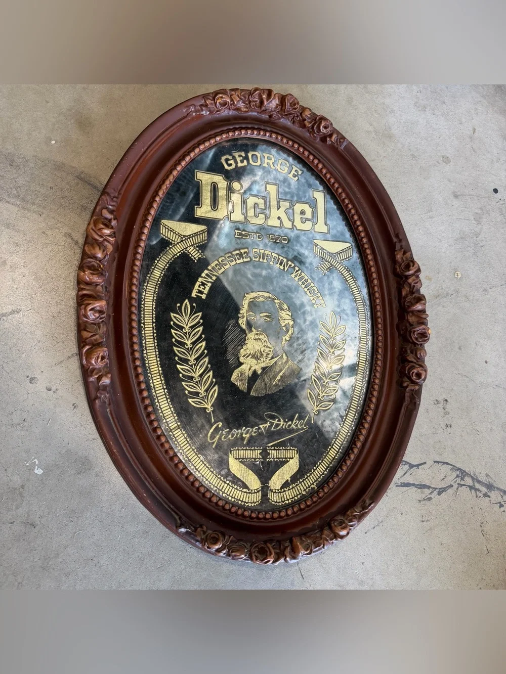 Art | Vintage George Dickel Reverse Painted Wood Frame Whiskey Sign ...